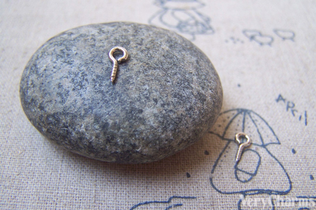 500 Pcs Silvery Gray Nickel Mini Screw Eye Hook Bail Pins 4x8mm 19 ...