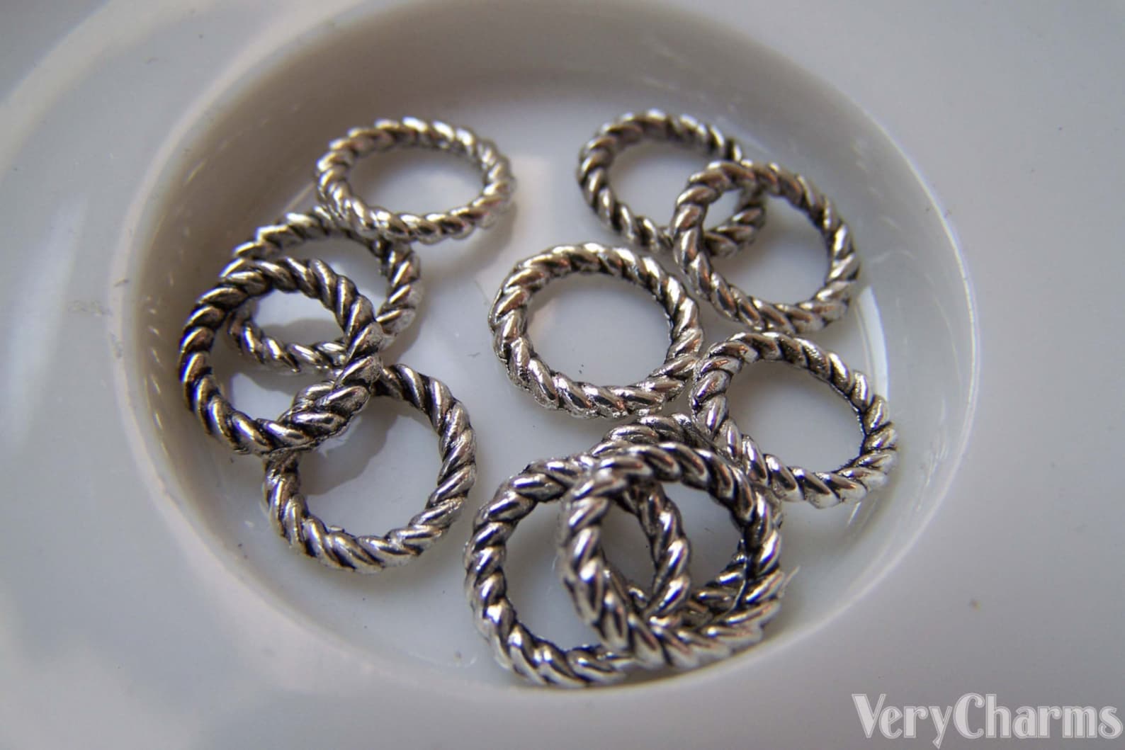 Antique Silver Twisted Coiled Round Circle Ring 10mm Set of 20 - Etsy