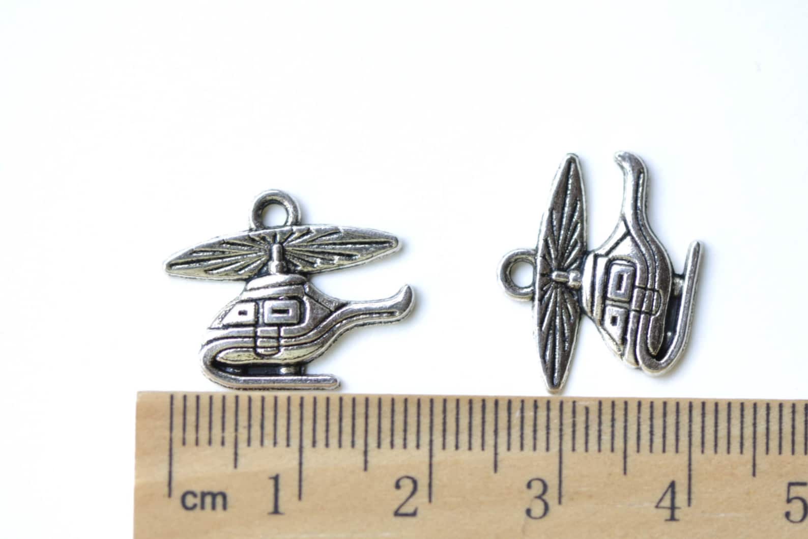 Antique Silver Chopper Helicopter Charms 16x19mm Set of 20 - Etsy