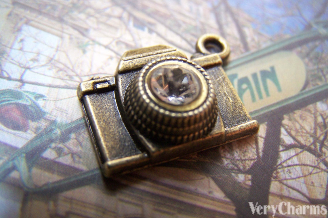 10 Pcs of Antique Bronze 3D Rhinestone Camera Charms 15x18mm - Etsy