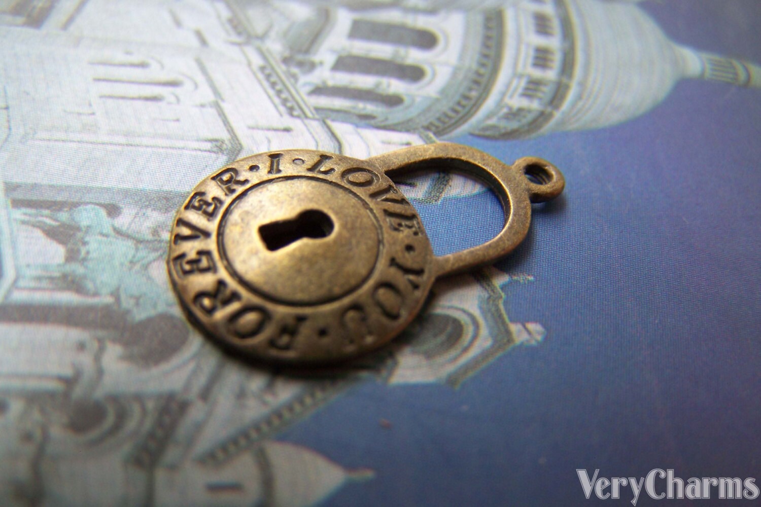 10 Pcs of Antique Bronze Round Lock Charms 13x21mm A2787 - Etsy