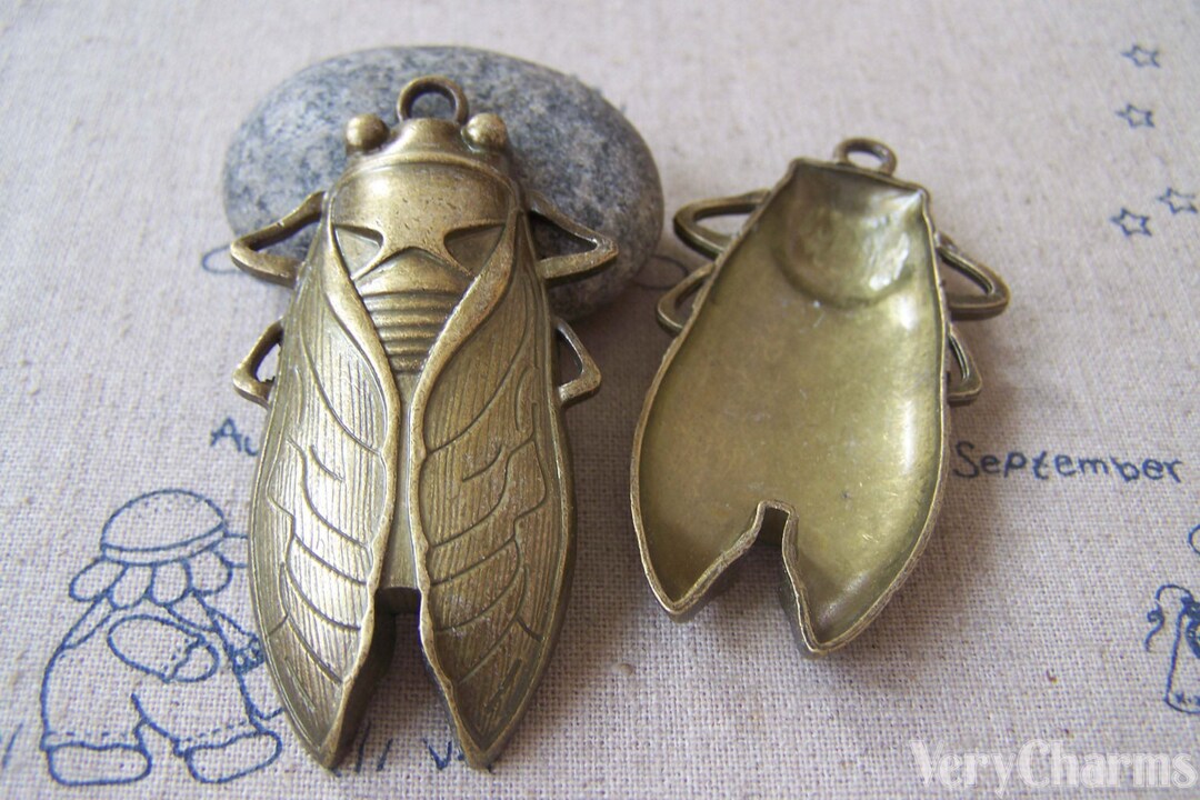 5 Pcs Antique Bronze Huge Cicada Locust Bug Pendants 34x62mm A3607 - Etsy