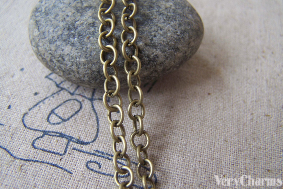 16 Ft (5m) of Antique Bronze Steel Round Cable Link Chain 4x4.5mm A4431 ...