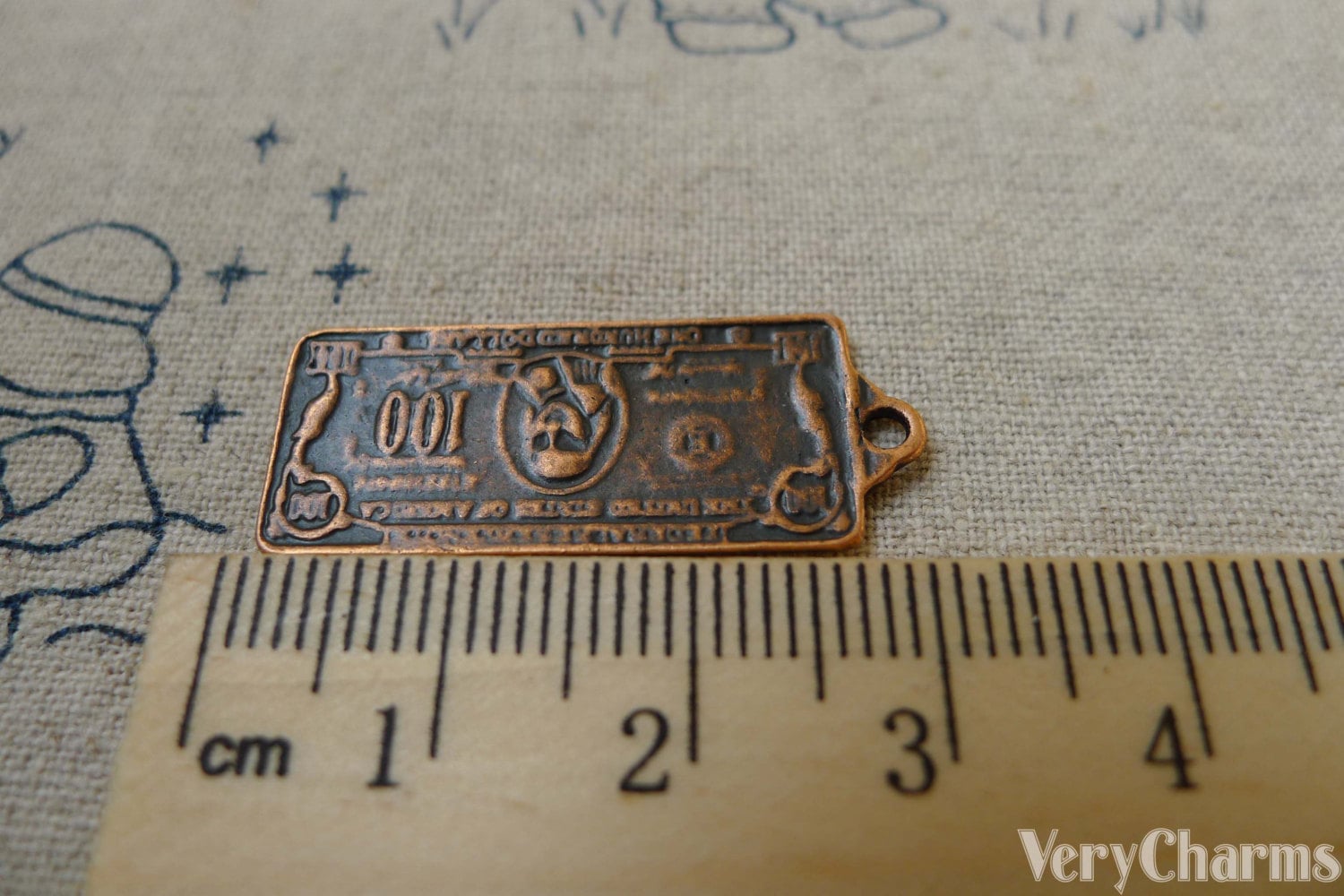10 Pcs of Antique Copper One Hundred US Dollar Bill Money Charms ...