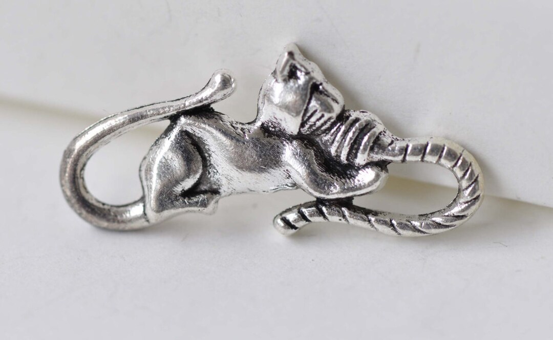 Cat Connector Wool Ball Charms Antique Silver Finish 12x27mm Set of 10 ...