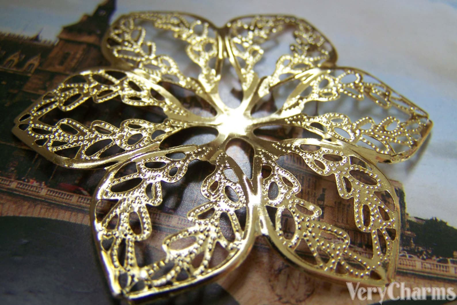 20 piezas de oro filigrana enorme flores embellecimientos 65mm - Etsy ...