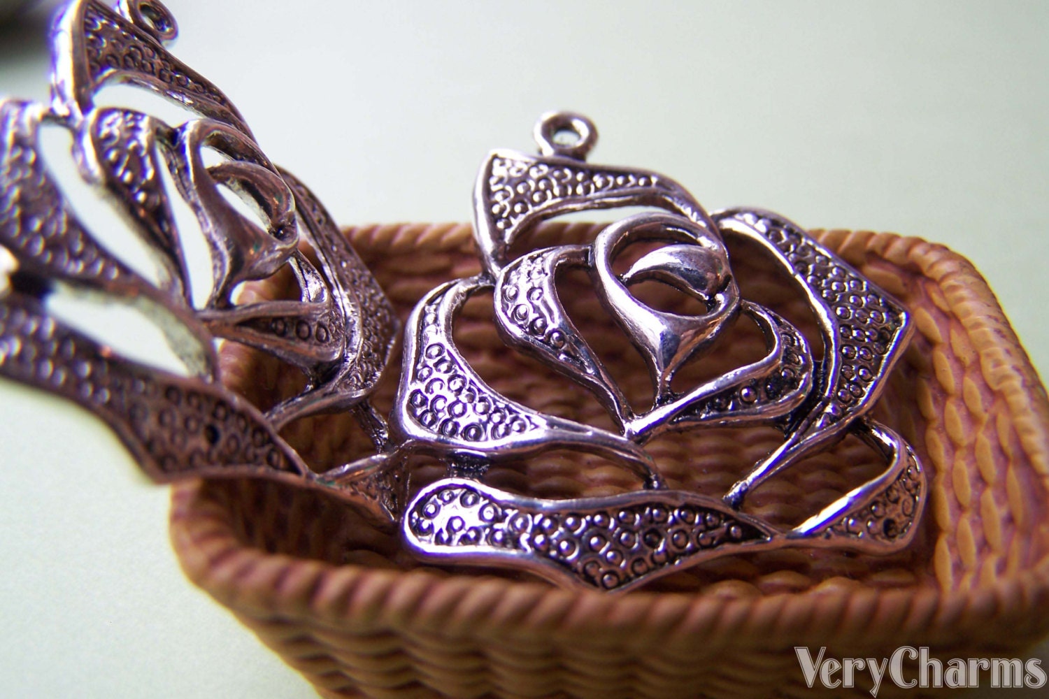10 Pcs of Antique Silver Filigree Rose Flower Charms 29x30mm - Etsy