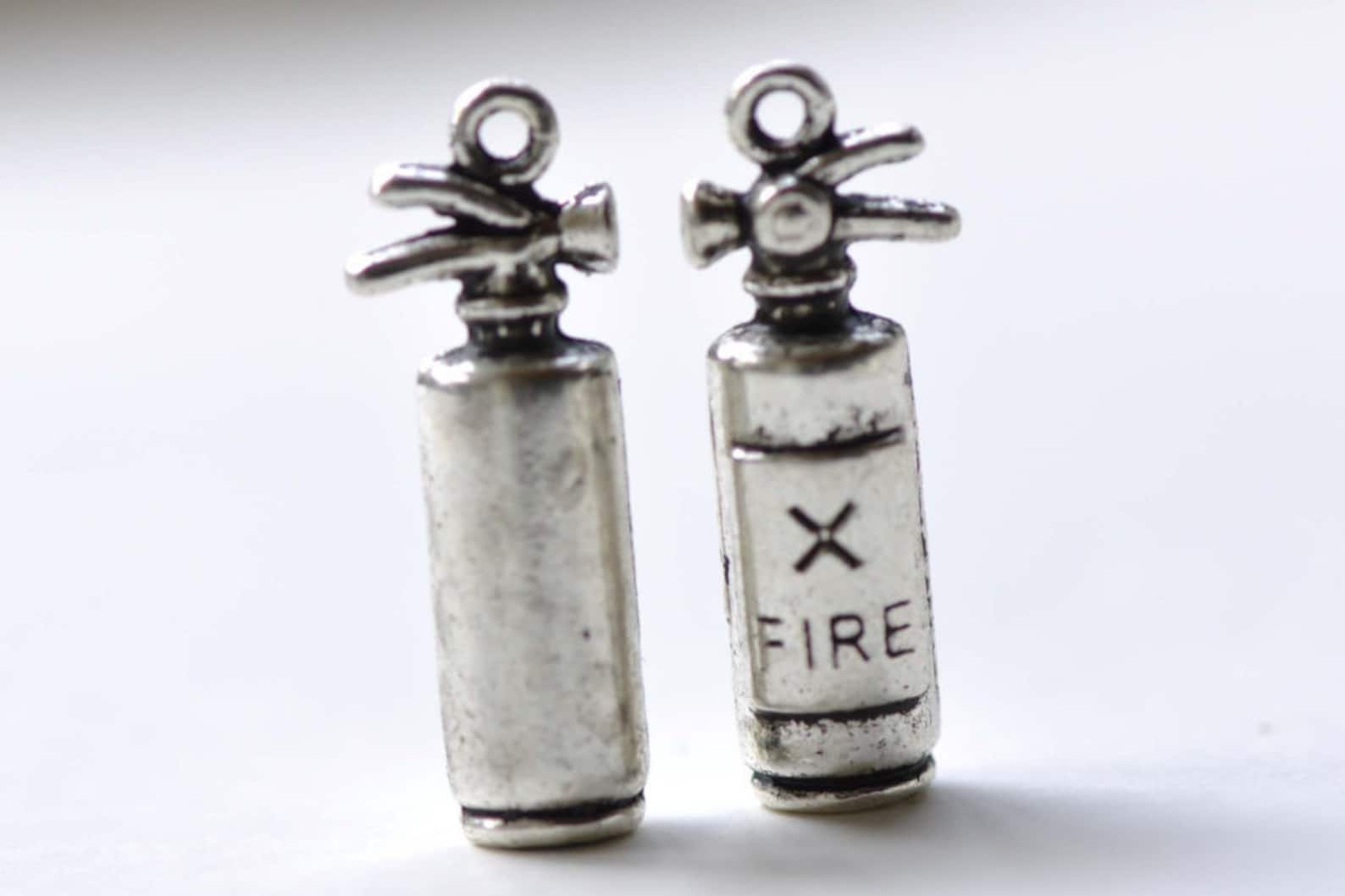 Fire Extinguisher Charms Antique Silver 3D Firemen Pendants - Etsy