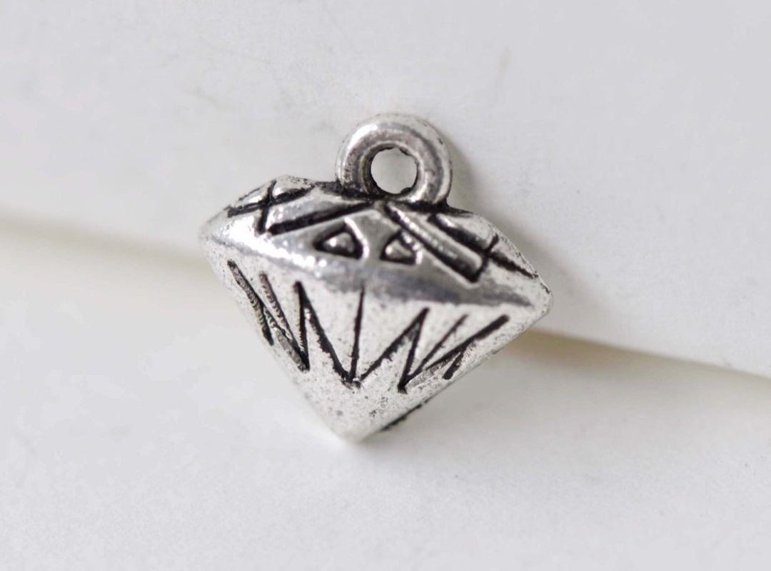 Antique Silver Small Cartoon Diamond Charms Hollow Back 10x11mm Set of ...