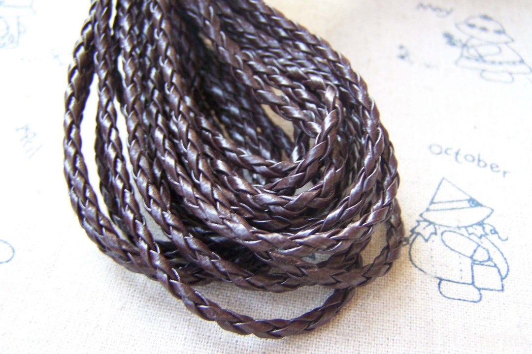 10 Meters of Dark Brown Artificial Leather Twisted Cords Thread String ...