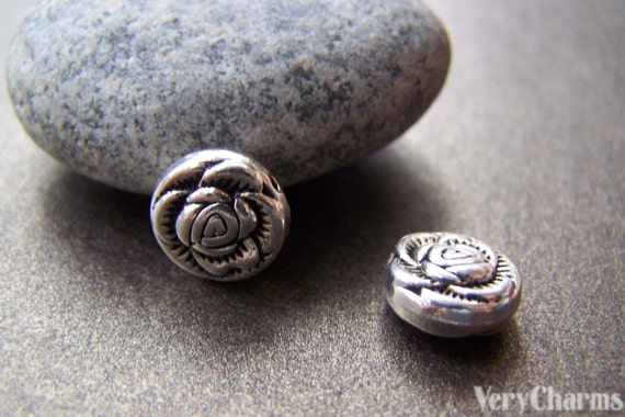 20 pcs Antique Silver Rondelle Rose Flower Beads 11mm Double | Etsy