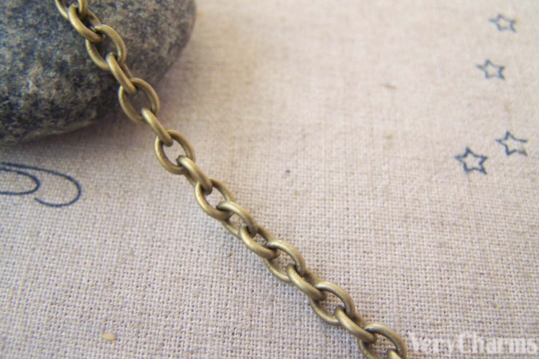 16ft (5m) of Antique Bronze Steel Unsoldered Cable Chain Link 4x5.5mm ...