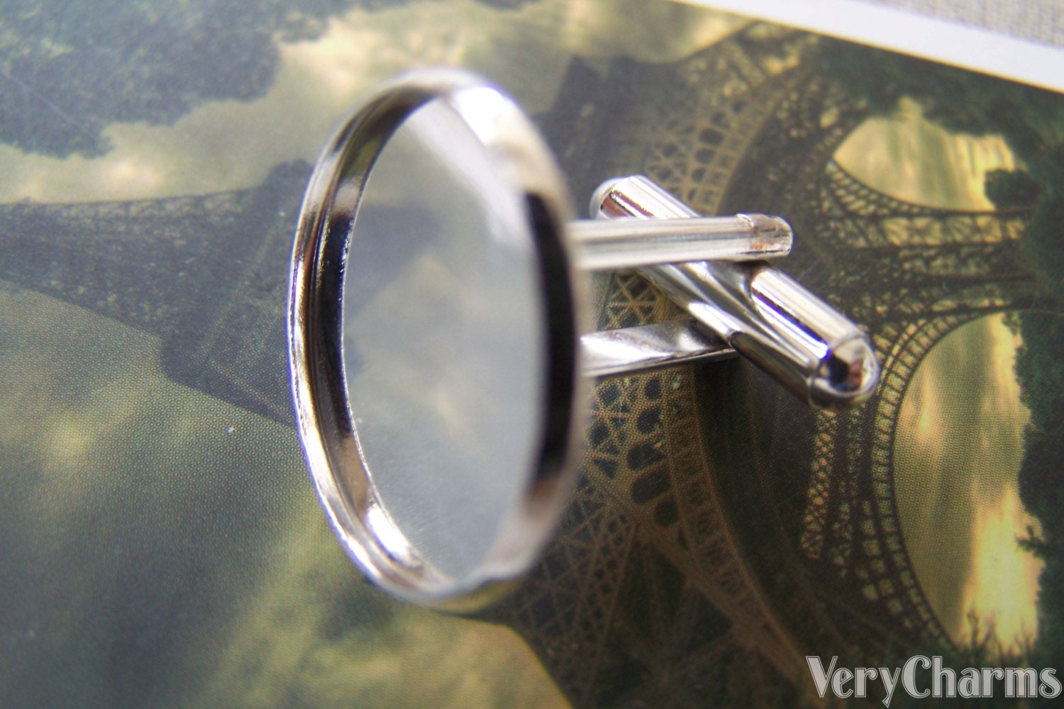 Silver Cufflink Blanks Round Bezel Cuff Link Settings Match - Etsy
