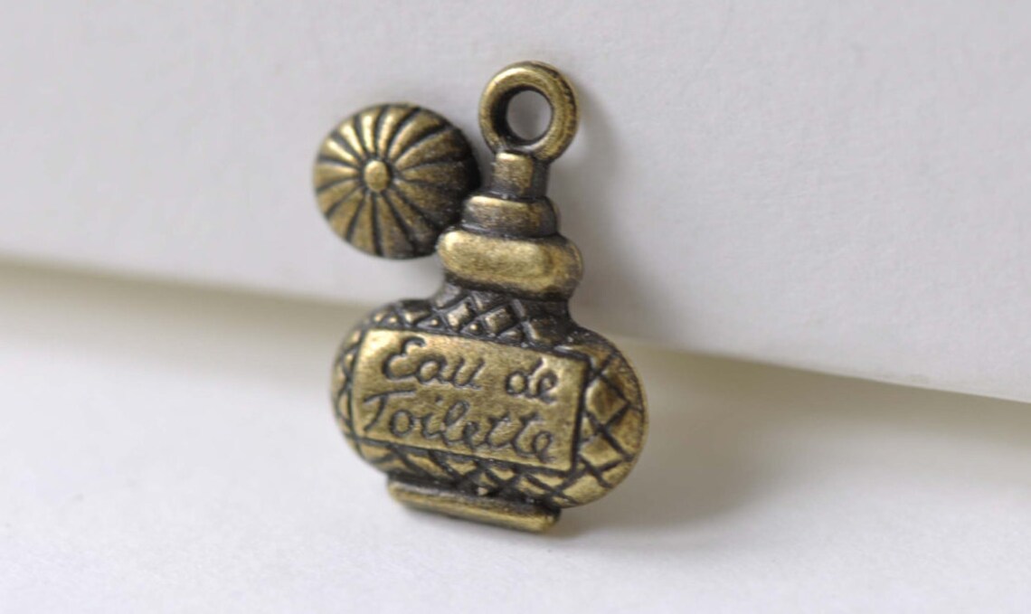 Perfume Bottle Charms Antique Bronze 3D Beauty Pendants 13x17mm Set of ...