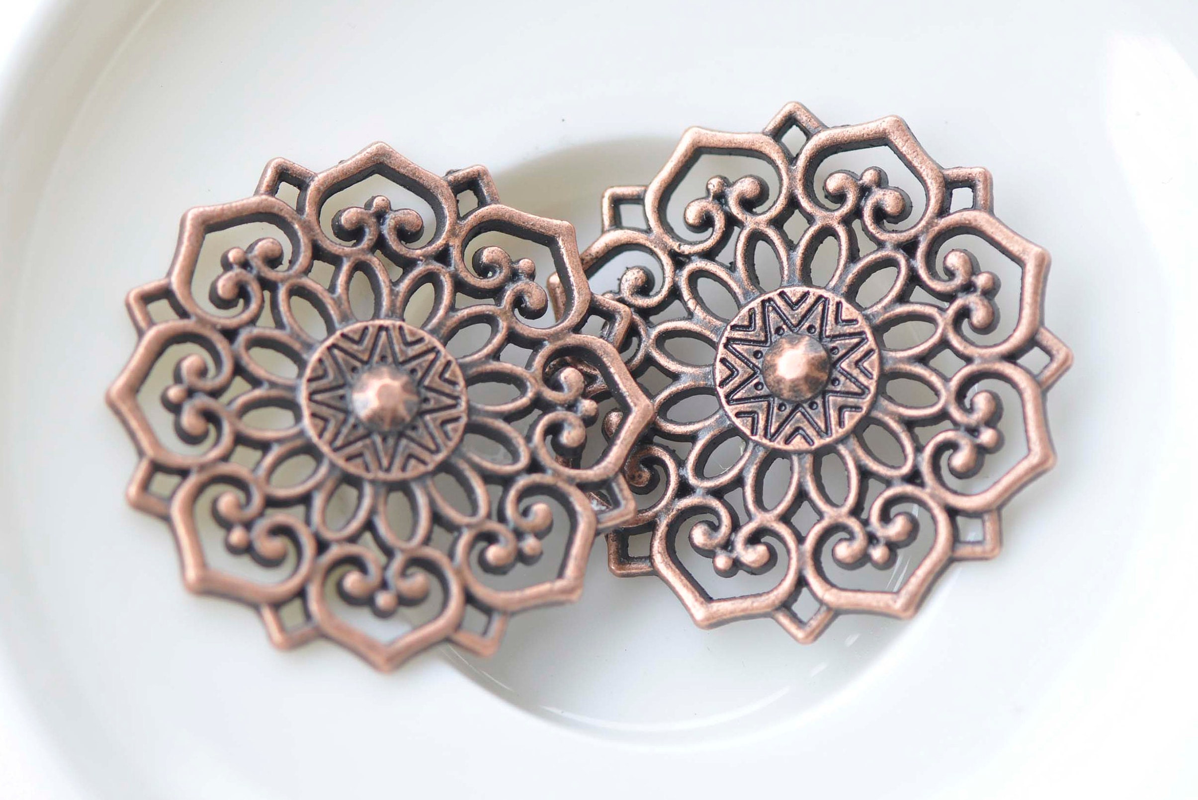 10 Pcs Antique Bronze/silver/copper Flower Charms Pendants - Etsy