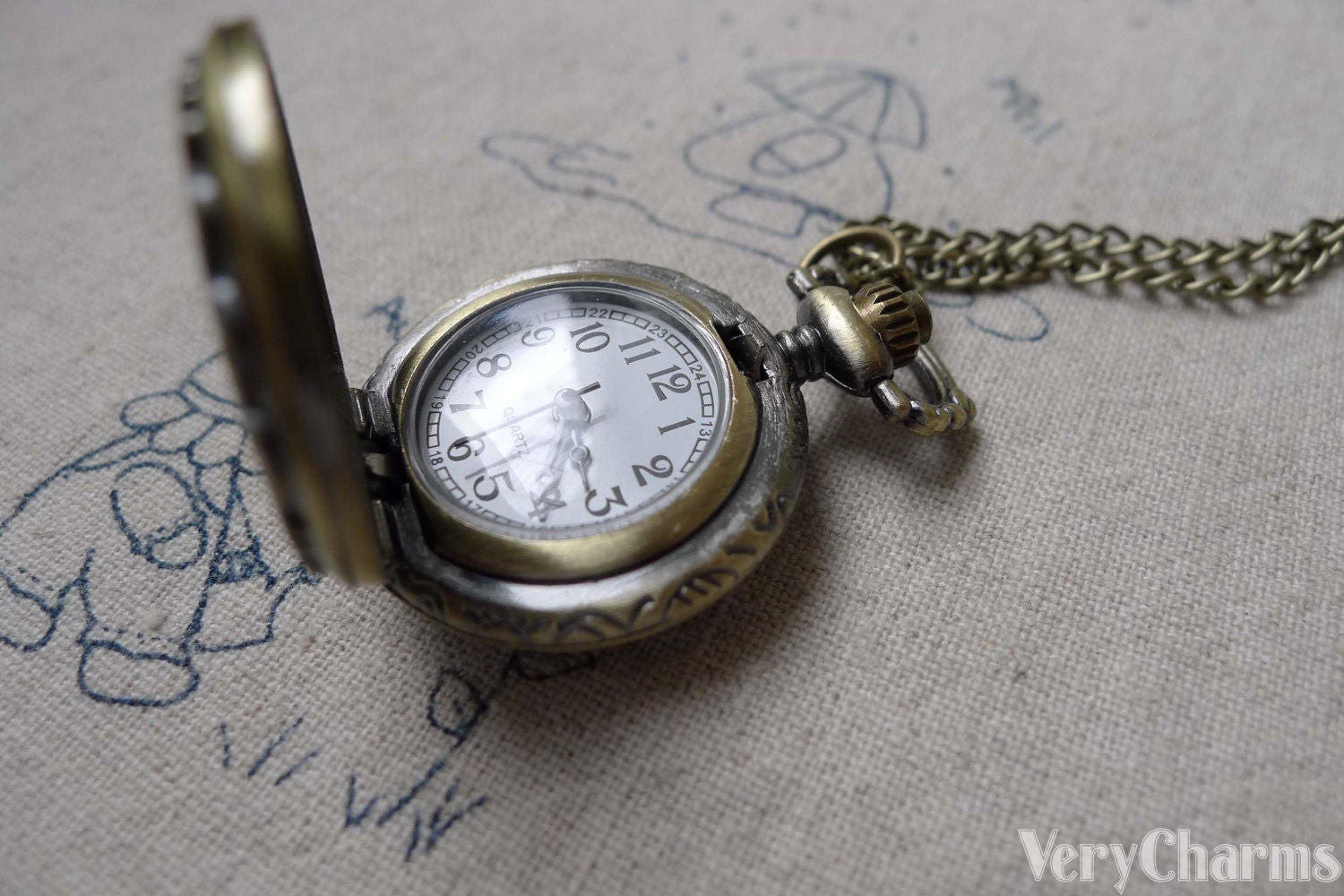 Pocket Watch Fancy Flower Antique Bronze Round Gift Watch | Etsy