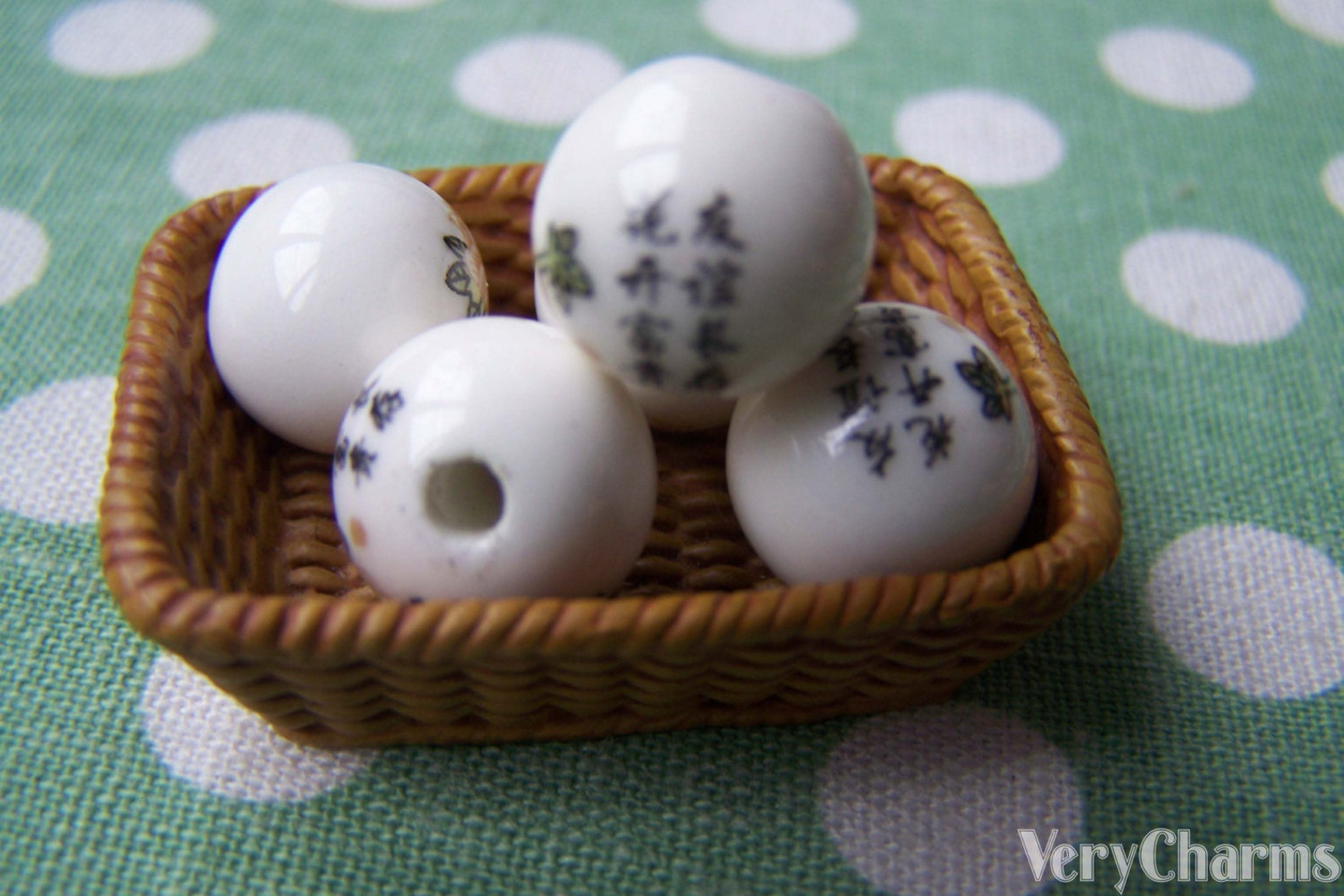 20 Pcs Porcelain Beads Chinese Characters Flower Ceramic Beads - Etsy