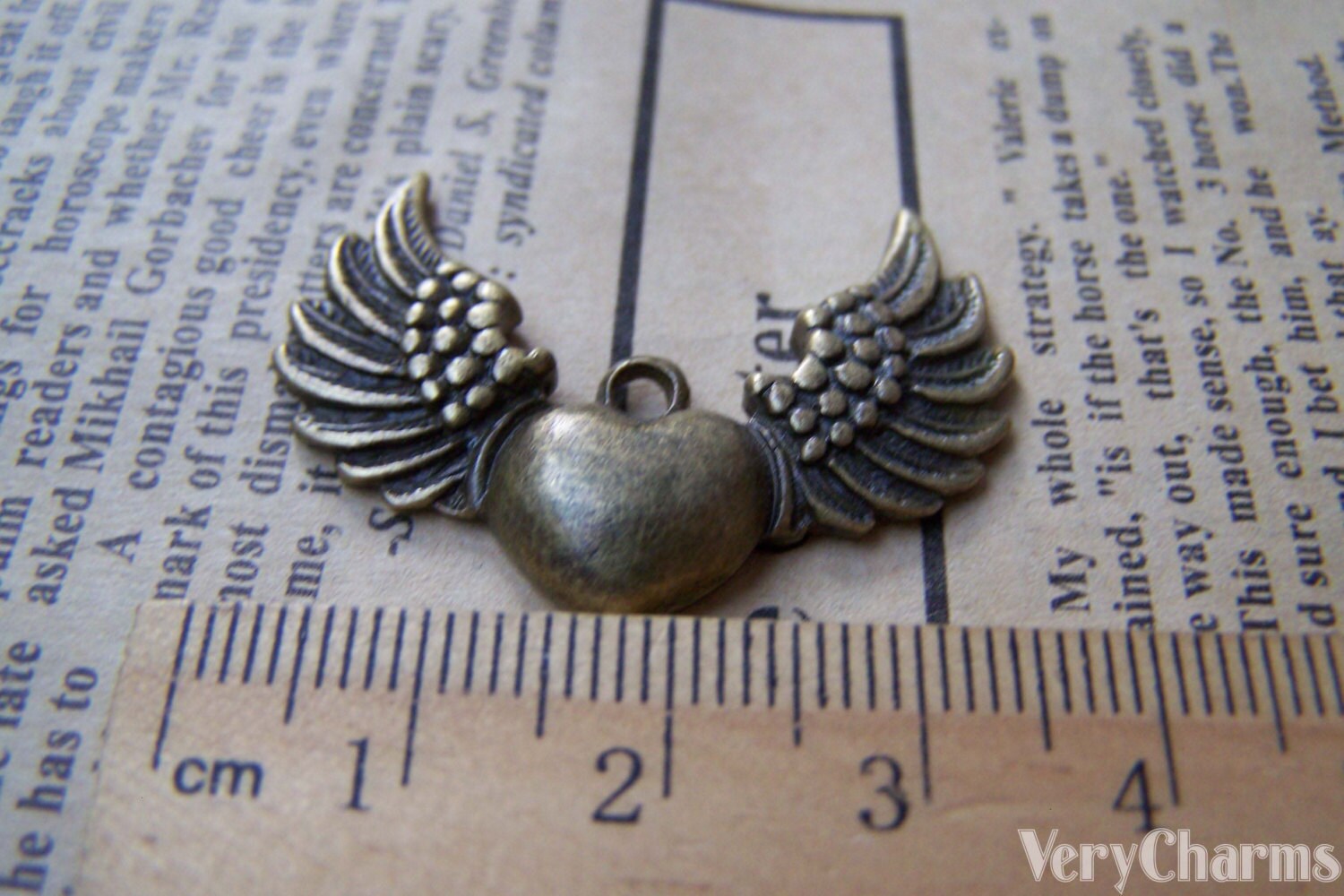 10 Pcs of Antique Bronze Heart Wing Angel Charms 27x36mm A653 - Etsy