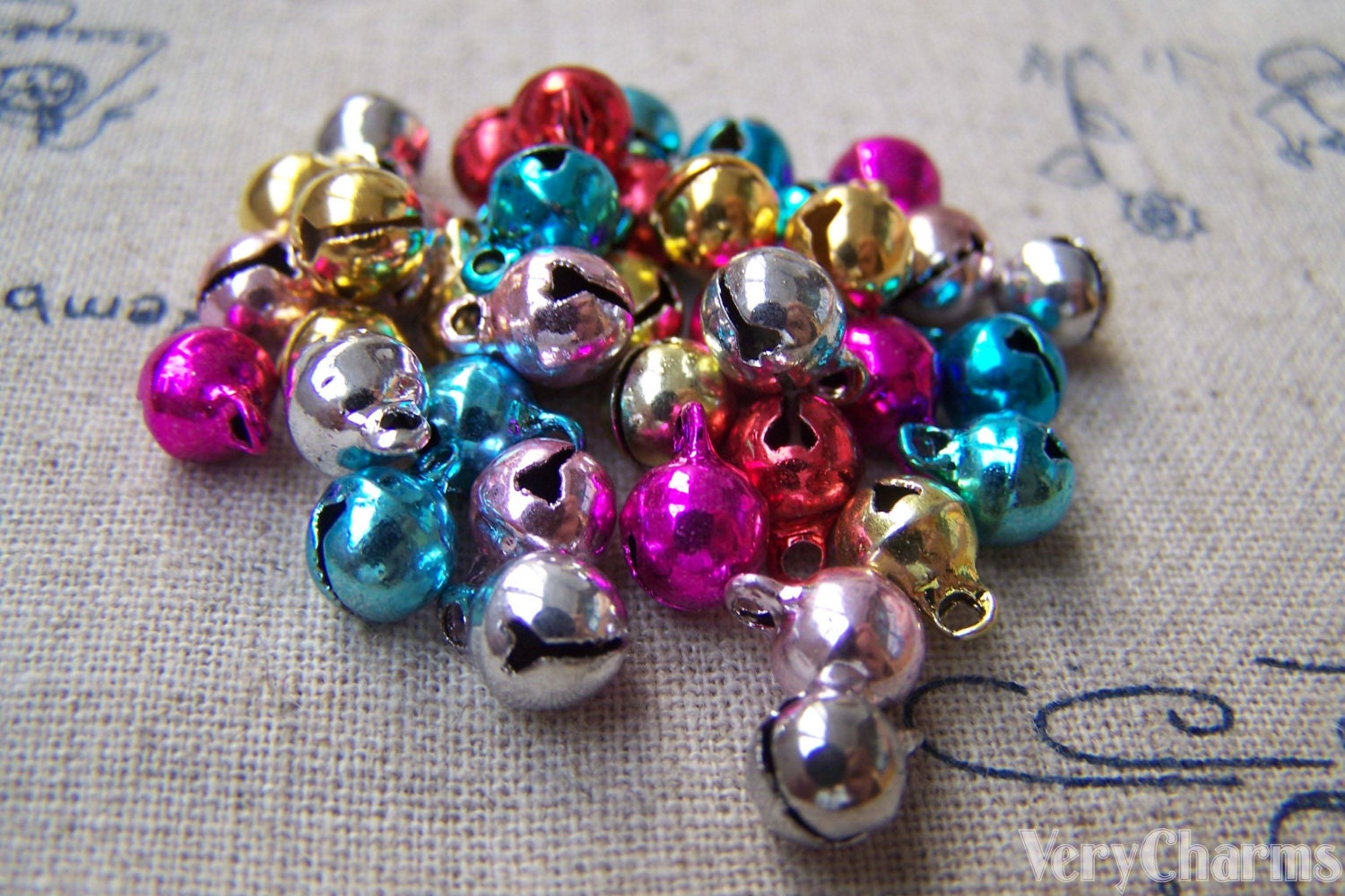 50 Pcs of Metal Painted Bell Charms Mixed Color 6mm A3856 - Etsy