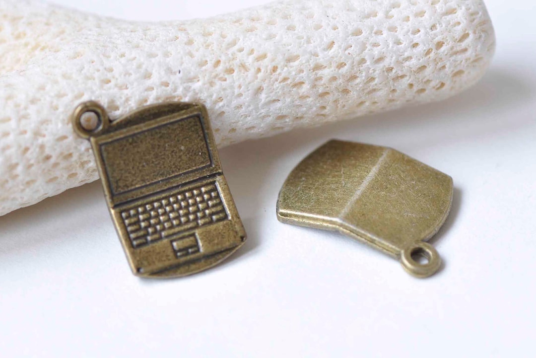 10 Pcs Antique Bronze Mini Laptop Charms Computer Pendants 14x21mm ...