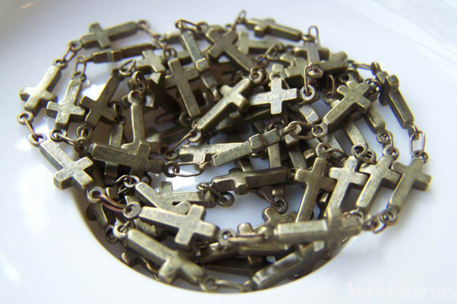 Sideways Cross Chain Antique Bronze Brass Cross Soldered Links - Etsy