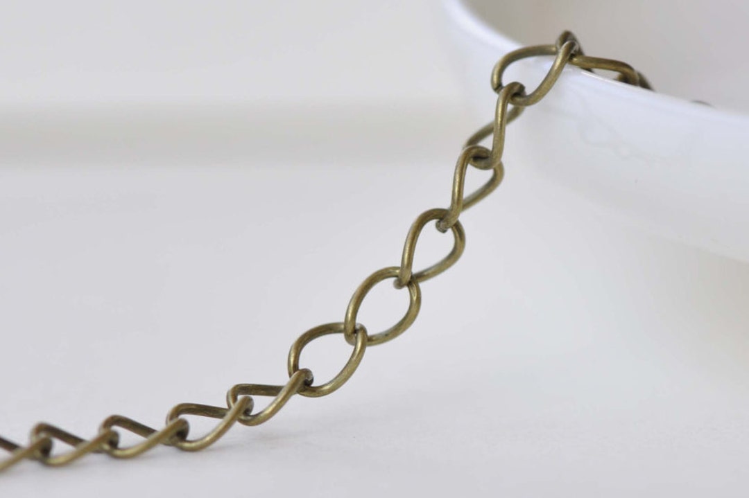 16ft (5m) Antique Bronze Color Steel Curb Chain 3.2x5.5mm Unsoldered ...