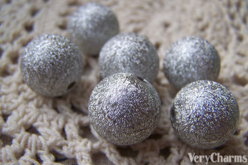 10 Pcs Silver Plated Sand Star Dust Beads Texured Beads 16mm A3867 - Etsy