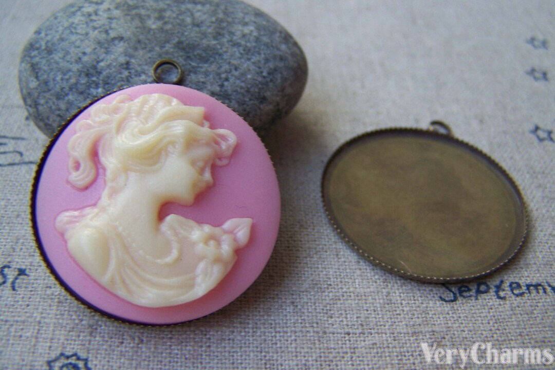 10 Pcs of Antique Bronze Round Sawtooth Cameo Base Settings Match 30mm ...