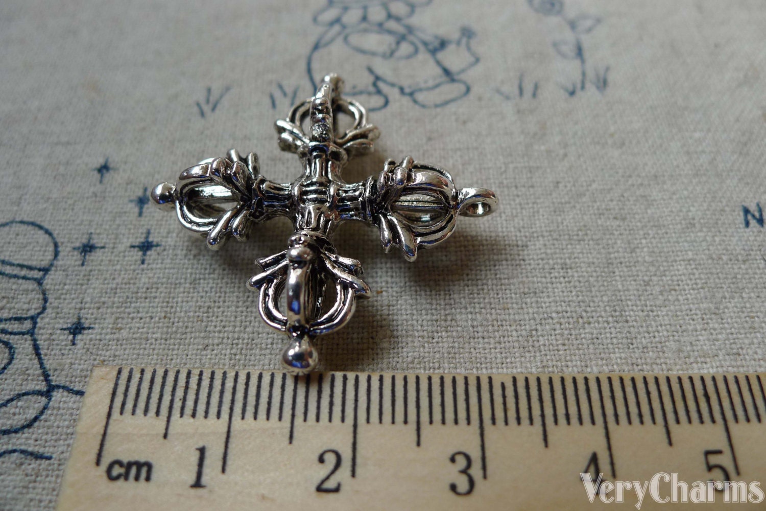 4 Pcs Antique Silver Pewter Double Vajra Dorje Cross Buddhism - Etsy
