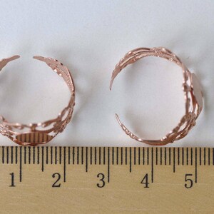 10 Pcs Rose Gold Color Brass Adjustable Filigree Flower Ring Bases With ...