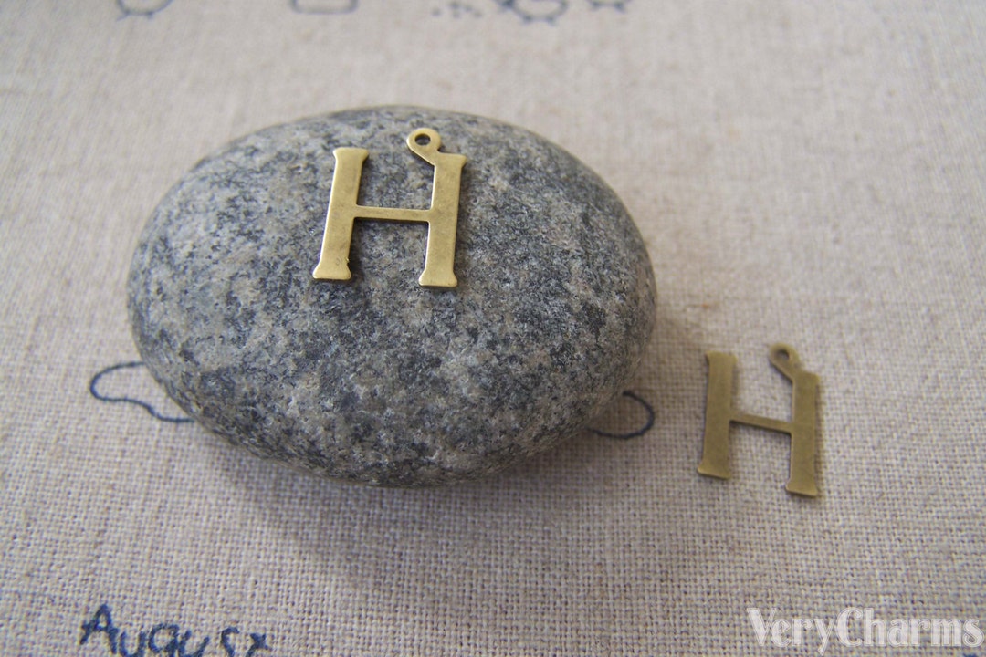 10 Pcs of Antique Bronze Brass Alphabet Letter H Charms 10x15mm A2413 ...