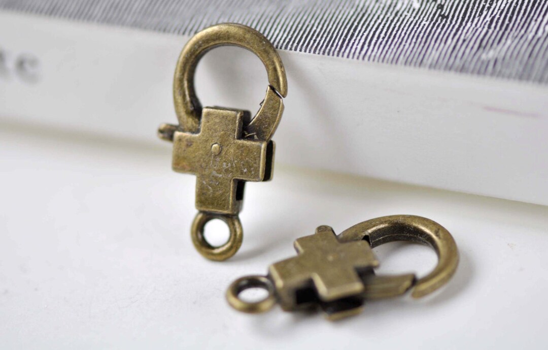 10 Pcs Antiqued Bronze Cross Lobster Clasps 16x28mm A5984 - Etsy