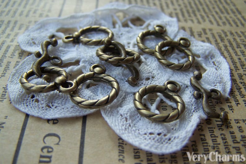 20 Sets of Antique Bronze Coil Bow Toggle Clasps A231 - Etsy