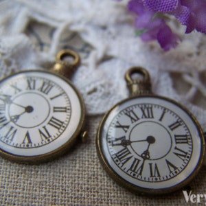 6 Pcs of Antique Bronze Enamel Clock Charms Small Size 18x23mm A473 - Etsy
