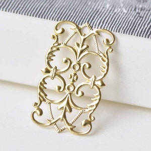 30 Pcs Raw Brass Filigree Rectangle Floral Stamping Embellishments ...