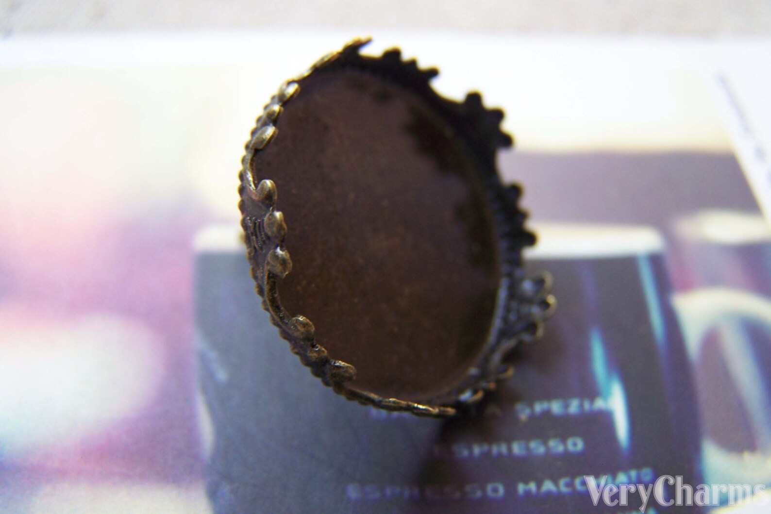 Antique Bronze Crown Ear Stud Earring Posts Bezel Match 20mm Cabochon ...