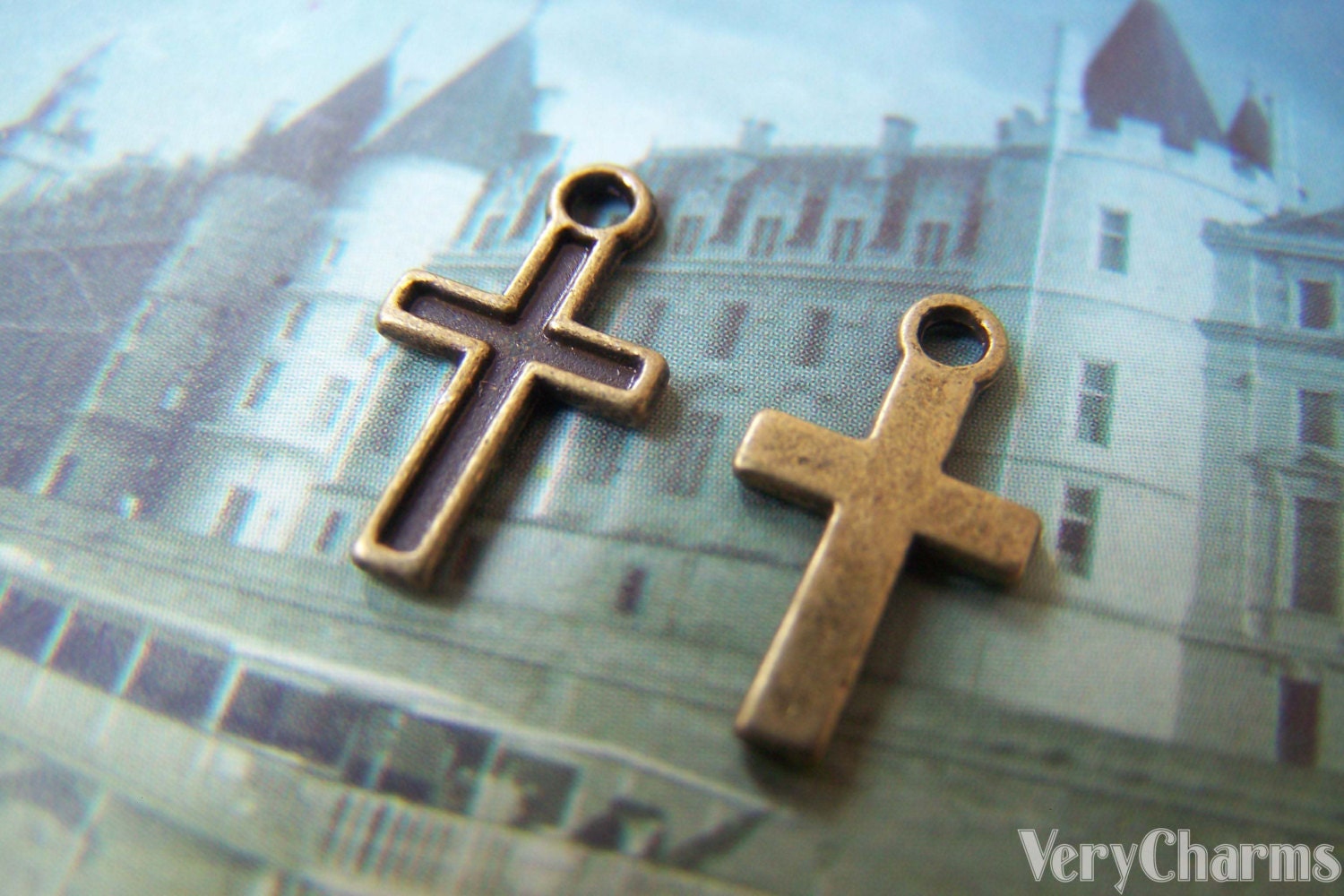 50 Pcs of Antique Bronze Lovely Cross Charms 7x11mm A4163 | Etsy