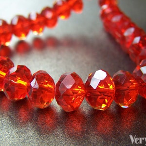 One Strand (72 Pcs) Red Faceted Rondelle Crystal Glass Abacus Beads ...