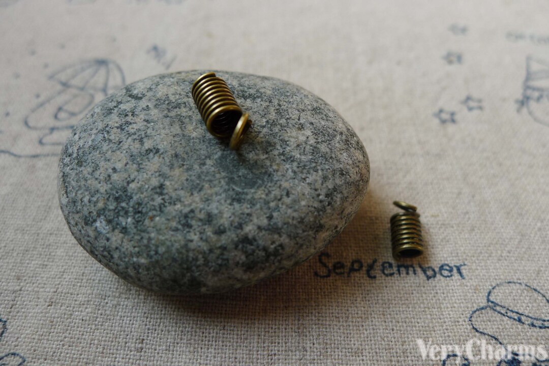100 Pcs Antique Bronze Steel Spring Necklace Head Spring Coil Cord End ...