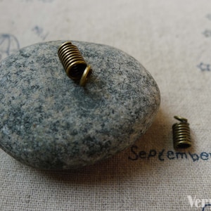 100 Pcs Antique Bronze Steel Spring Necklace Head Spring Coil Cord End ...