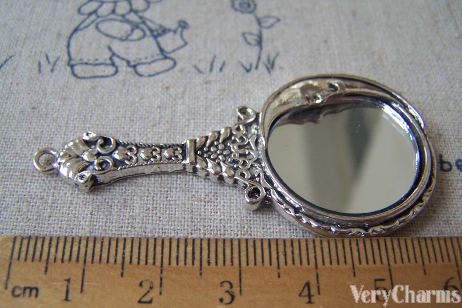 2 Pcs Antique Silver Moon Face Hand Mirror Pendant 30x62mm - Etsy