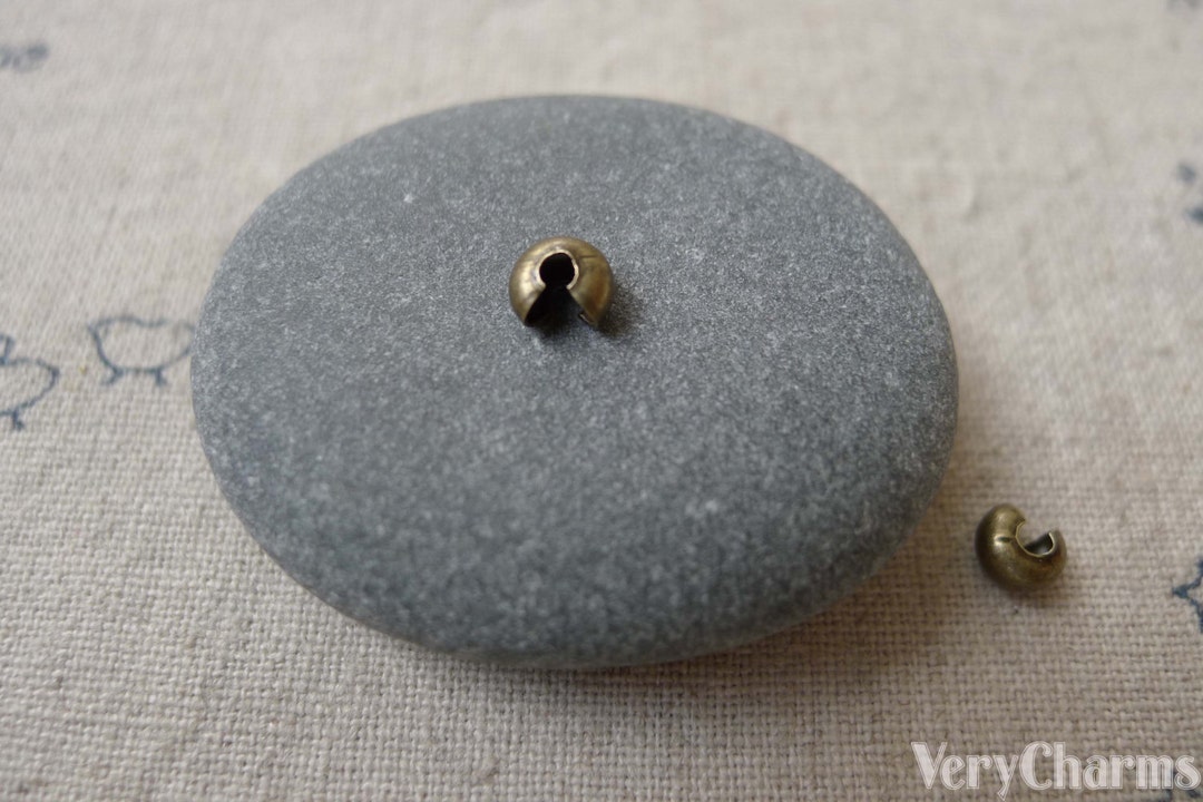 100 Pcs Antique Bronze Brass Crimp Bead Cover for Bead Chain Sized 1 ...