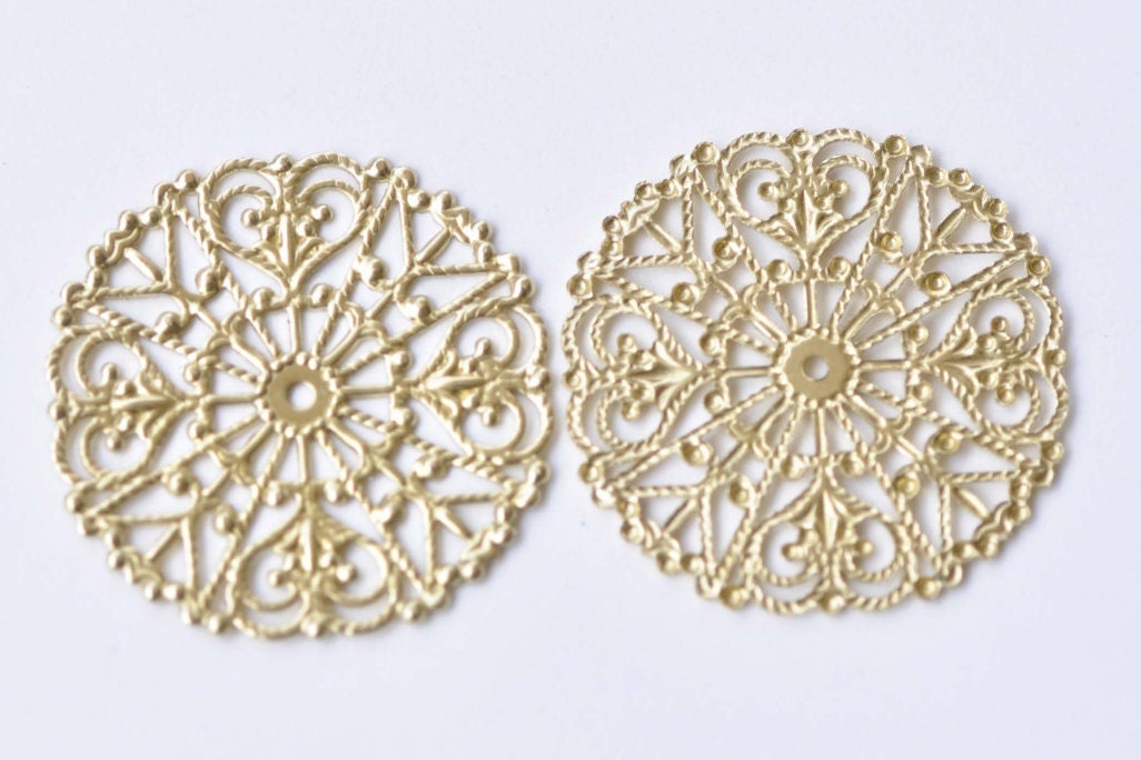 Raw Brass Filigree Snowflake Flower Stamping Floral | Etsy