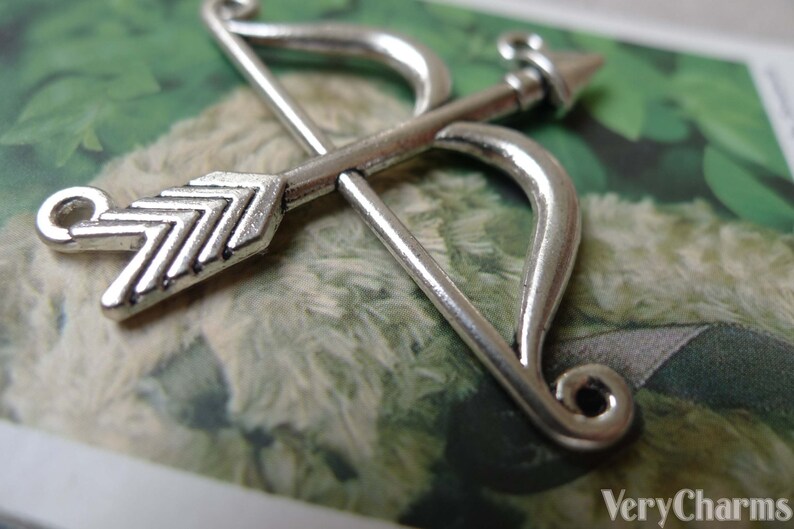 10 Pcs of Antique Silver Bow and Arrow Connectors Charms Pendants ...
