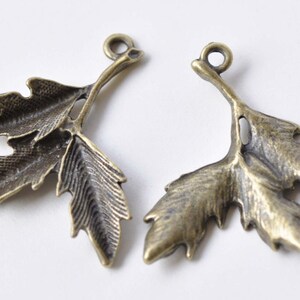 10 Pcs Antique Bronze Three Leaf Branch Charms 27x35mm A8653 - Etsy