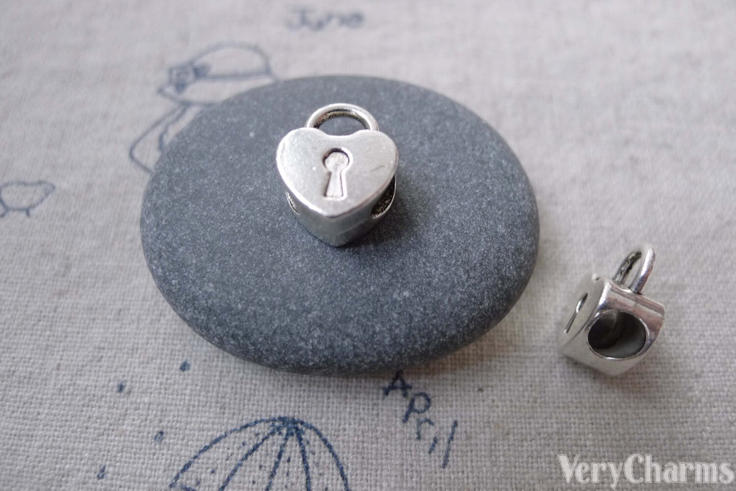 20 pcs Antique Silver Heart Lock Large Hole Beads 10x13mm | Etsy