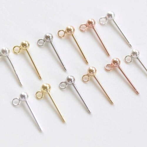 4 Pcs 2 Pairs 925 Sterling Silver Ball Earring Stud Post - Etsy