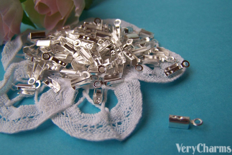 300 Pcs Silver Fold Over Cord End Clasps Bead Tips Size 3x8mm A2113 - Etsy