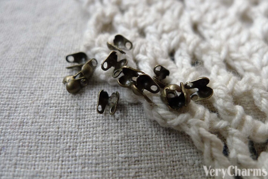 200 Pcs Antique Bronze Iron Clamshell Bead Tips Fold Over - Etsy