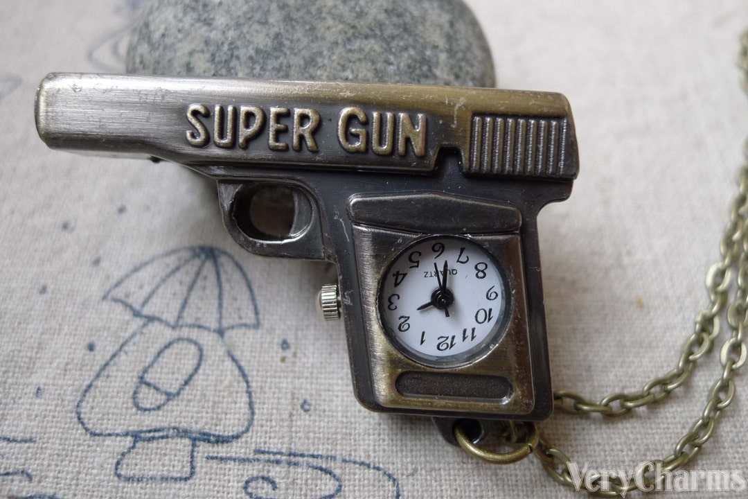 1 PC Antique Bronze Pistol Gun Pocket Watch 48mm A6276 - Etsy